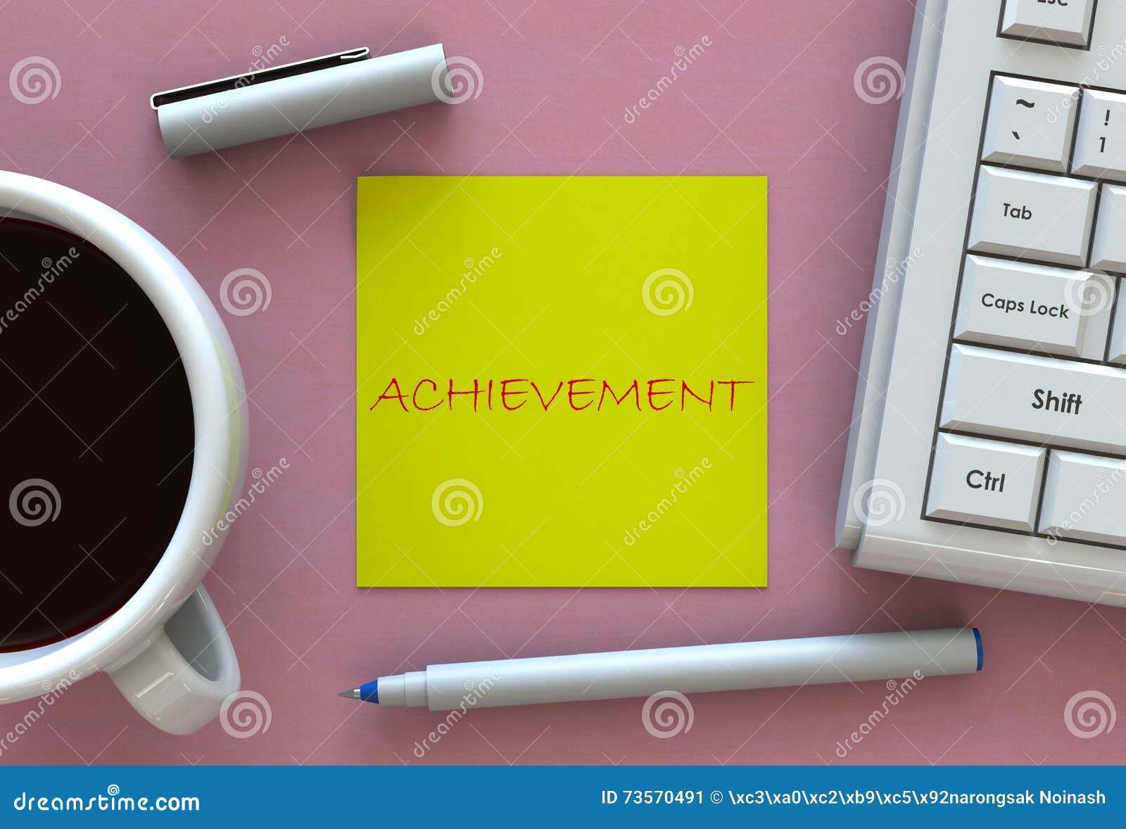 Achievement, Message on Note Paper Stock Illustration - Illustration of ...