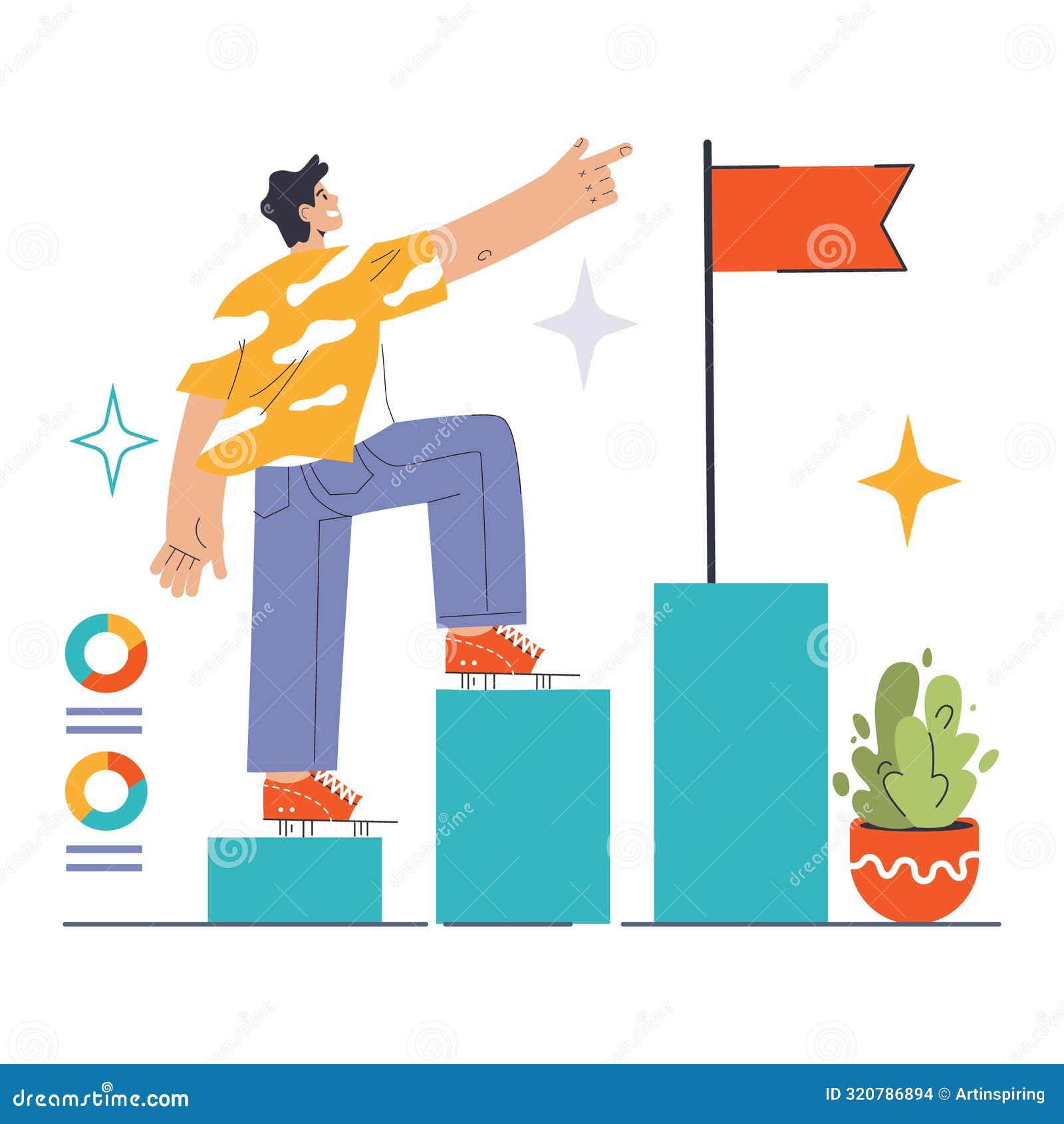 Achievement and Progress Concept. Flat Stock Vector - Illustration of ...