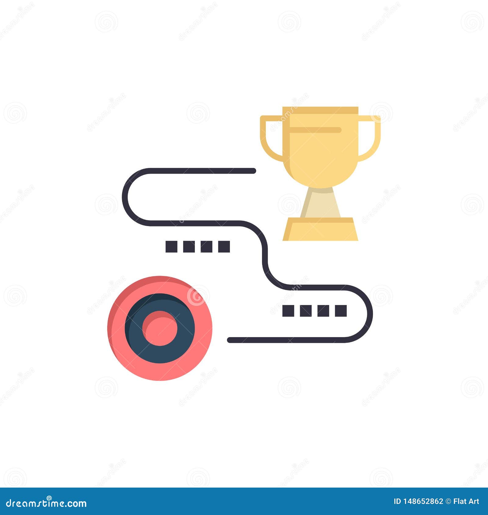 Achievement, Target, Success, Path, Win Flat Color Icon. Vector Icon ...