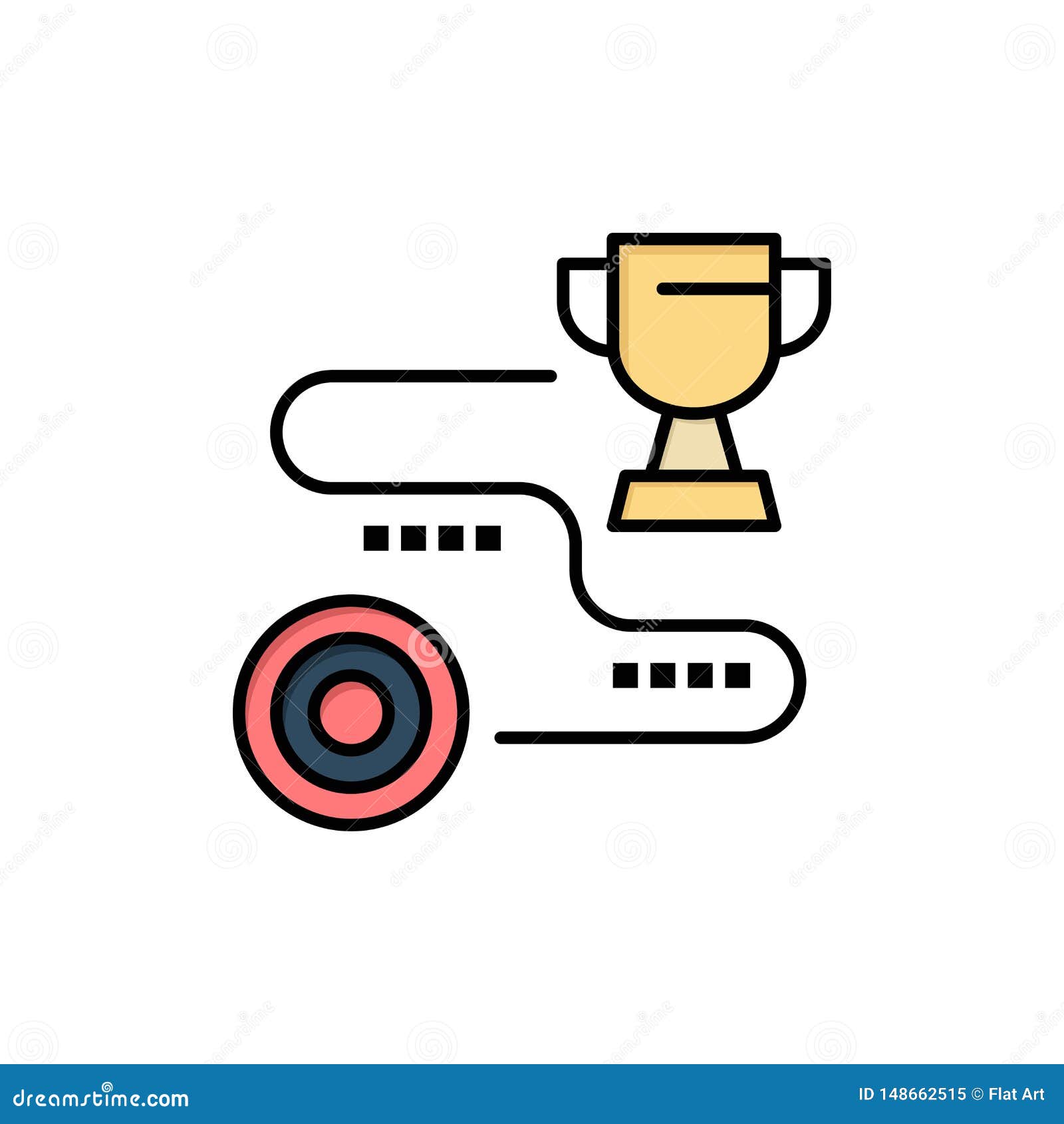 Achievement, Target, Success, Path, Win Flat Color Icon. Vector Icon ...