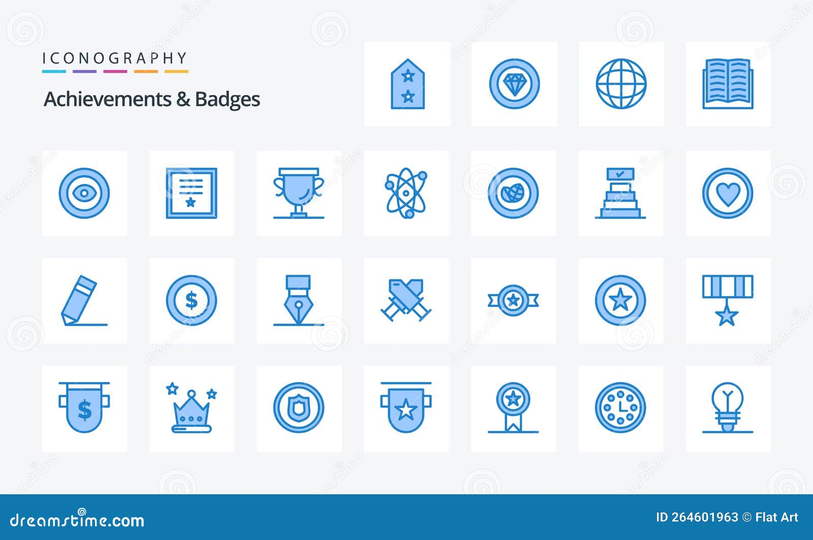 25 Achievements Badges Blue Icon Pack Stock Vector - Illustration of ...