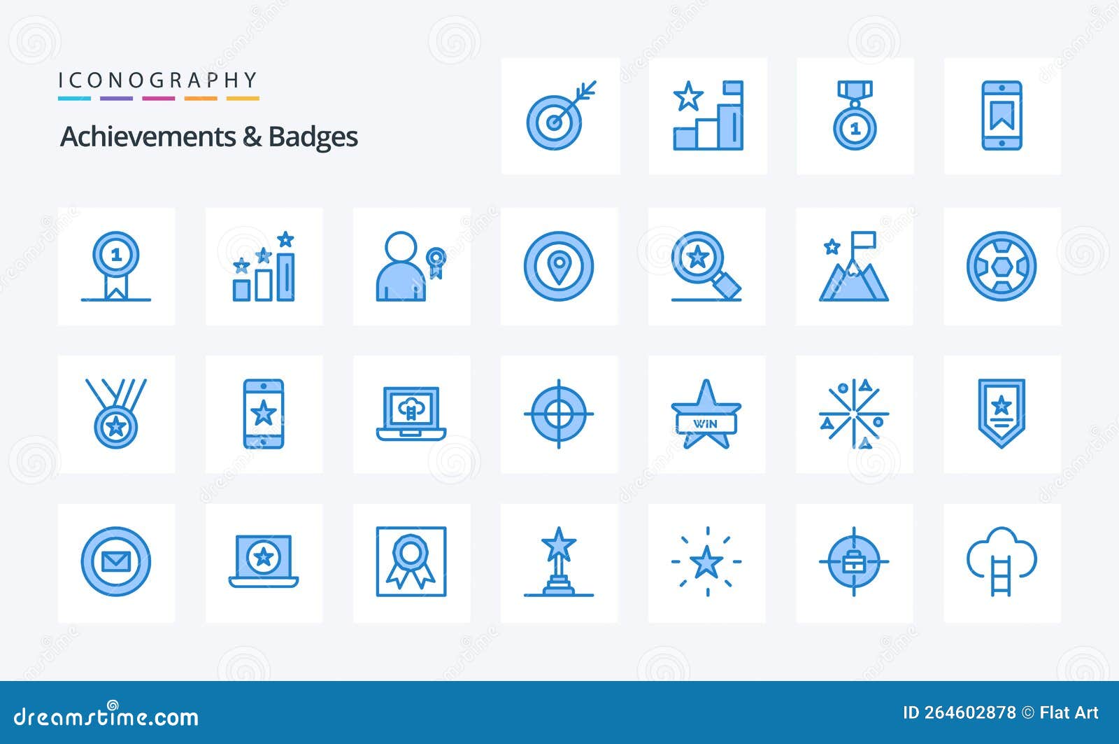 25 Achievements Badges Blue Icon Pack Stock Vector - Illustration of ...