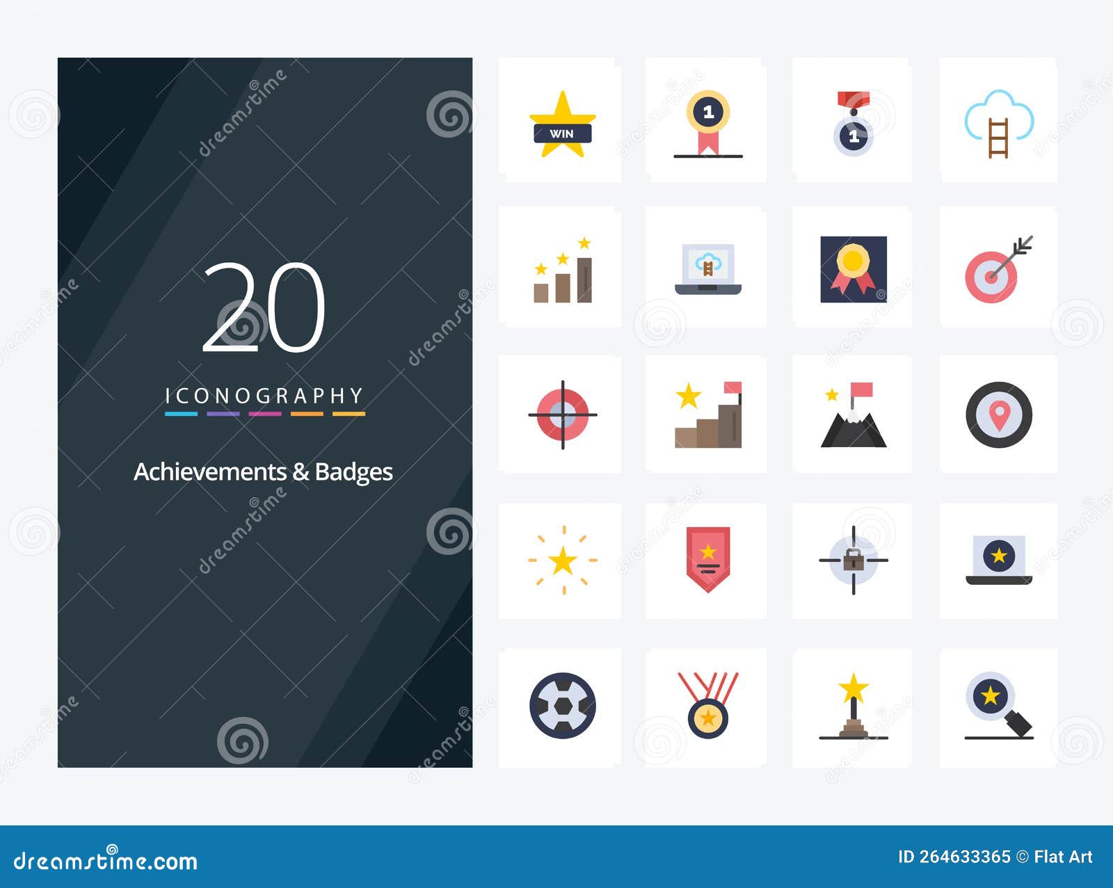 20 Achievements & Badges Line Filled Color Icon Pack. Like Badge ...