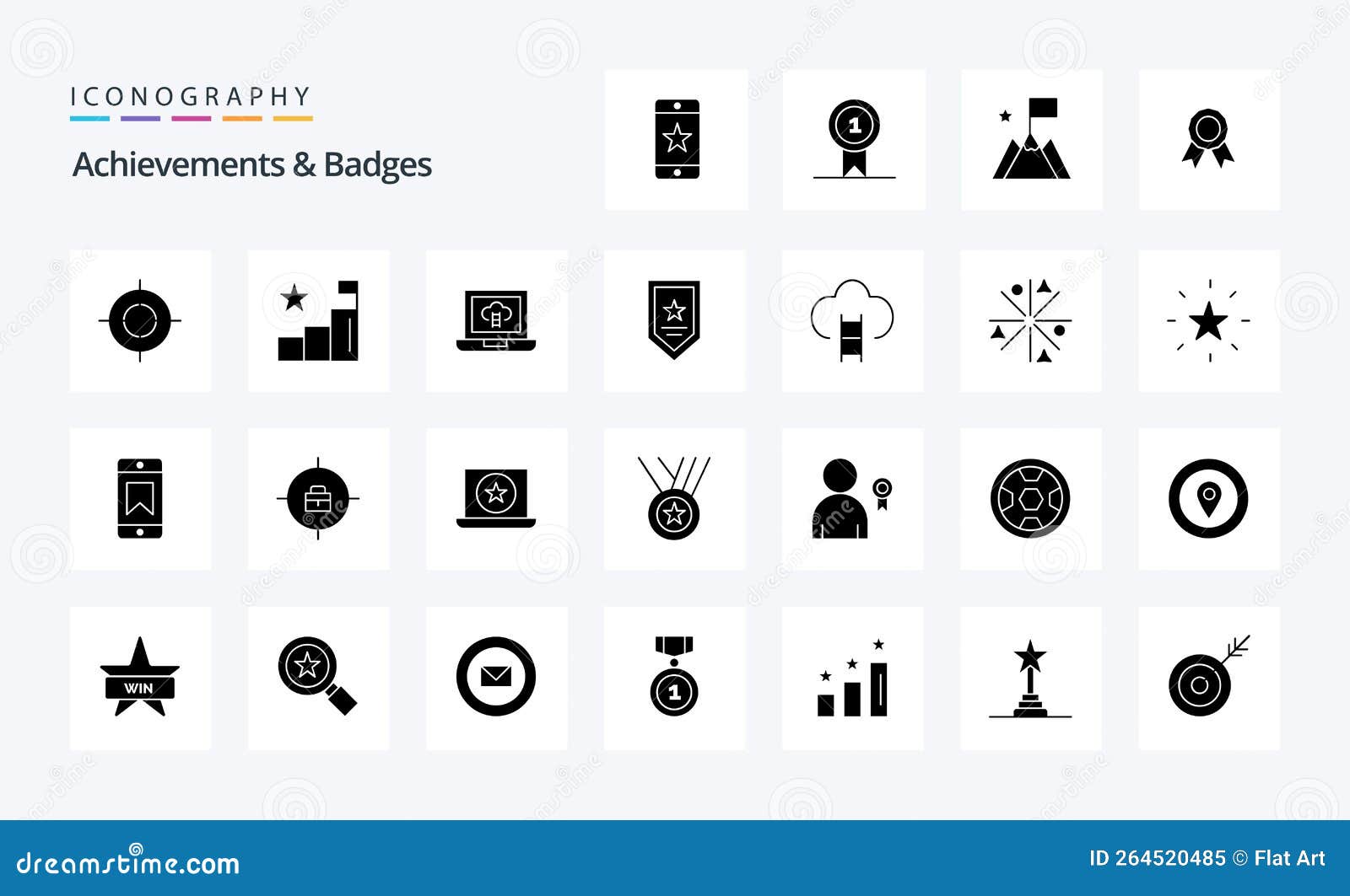 20 Achievements & Badges Line Filled Color Icon Pack. Like Badge ...