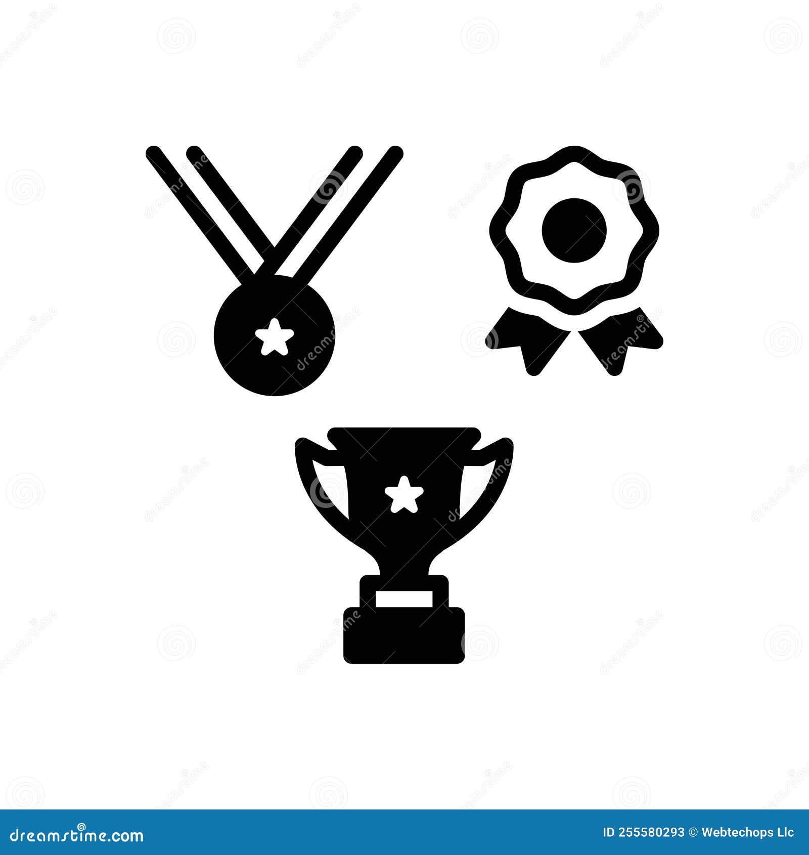 Black Solid Icon for Achievements, Success and Medals Stock Vector ...