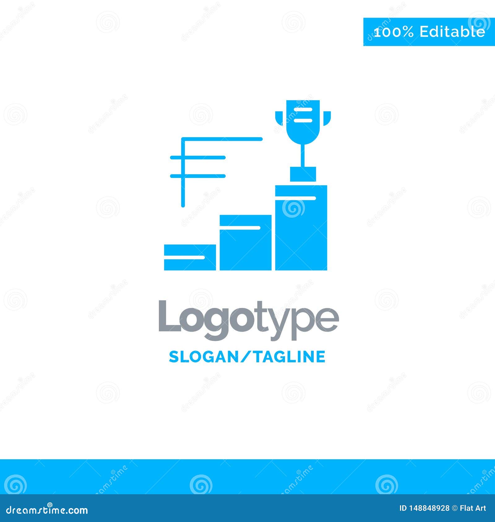 Achievements, Prize, Trophy, Trophy Cup Blue Solid Logo Template. Place ...