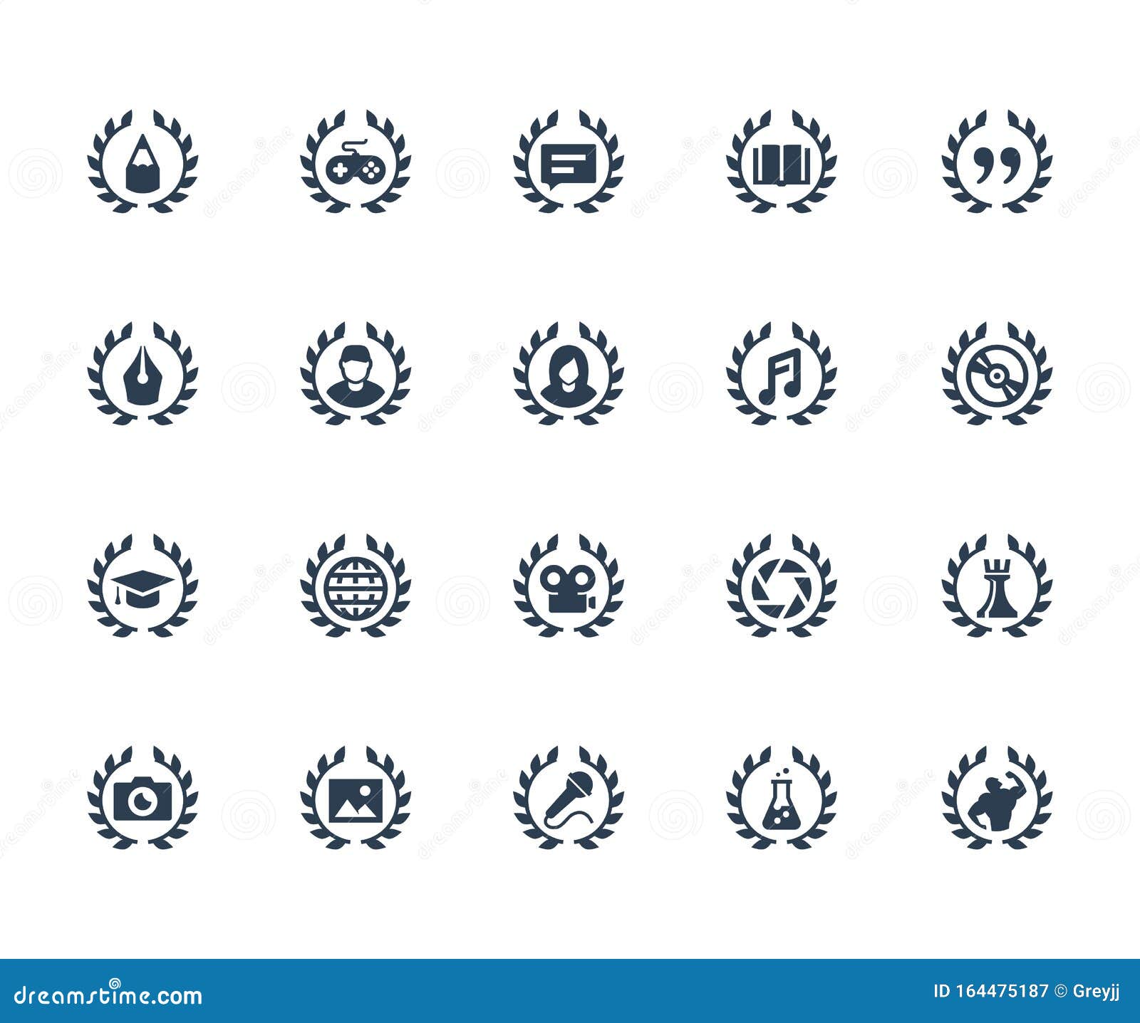 Achievements Icons, Line Symbols, Web Signs, Vector Set, Isolated ...