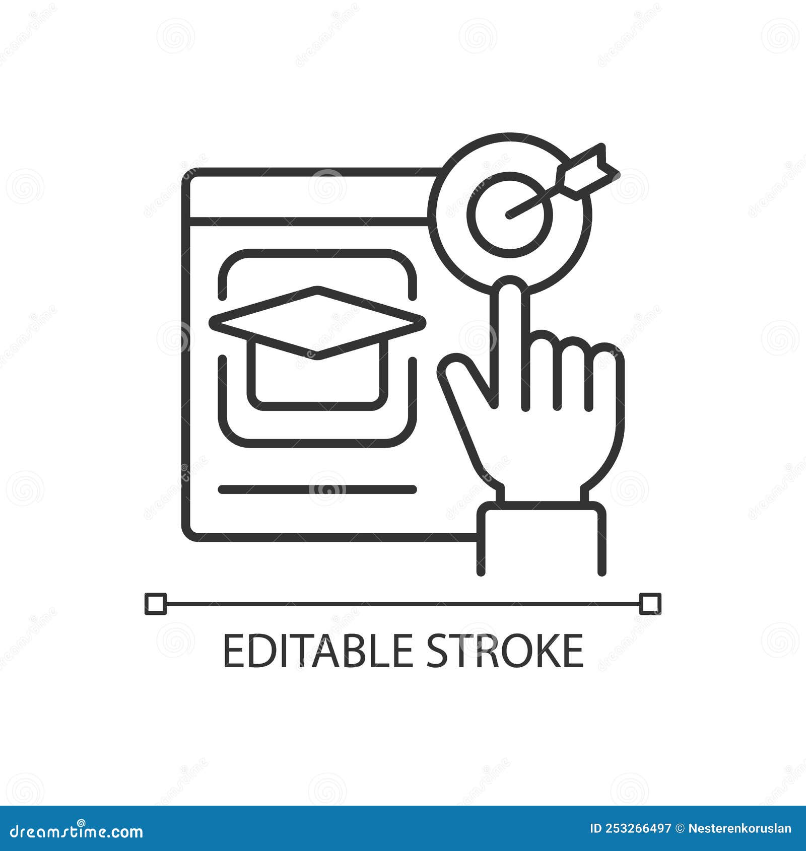 Achieving Educational Goals with Elearning Linear Icon Stock Vector ...