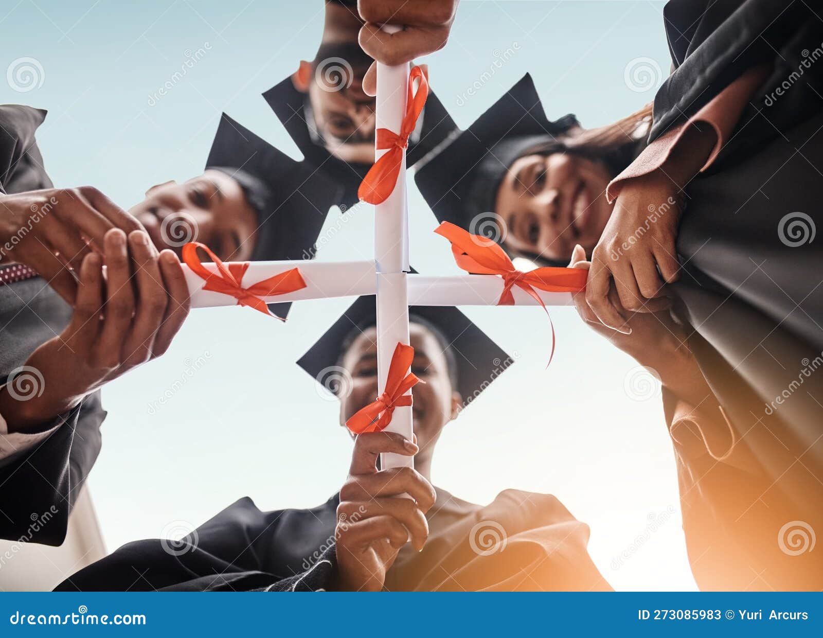 Achieving Great Things Together. Low Angle Shot of Students on ...