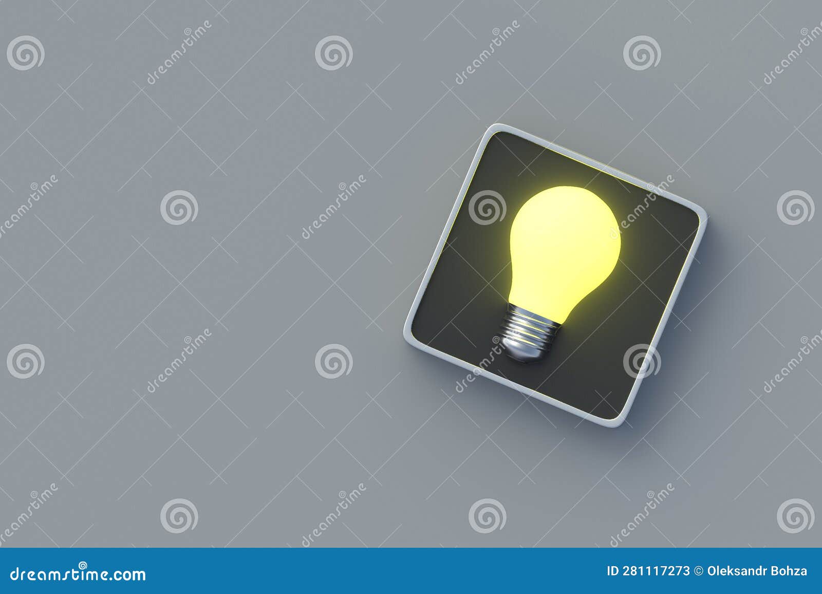 Achieving Success. Glowing Light Bulb on Button Stock Illustration ...
