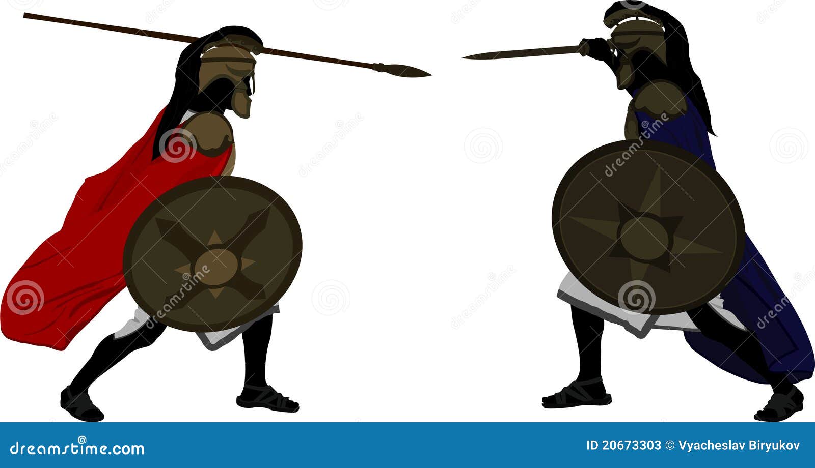 Achilles In Battle Runs To The Enemy With A Sword And Shield. Vector ...