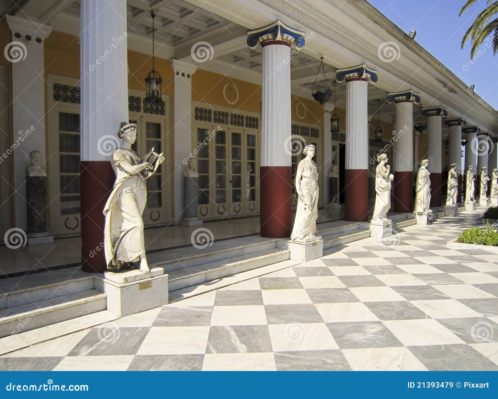 Achillion palace statues stock image. Image of construction - 21393479
