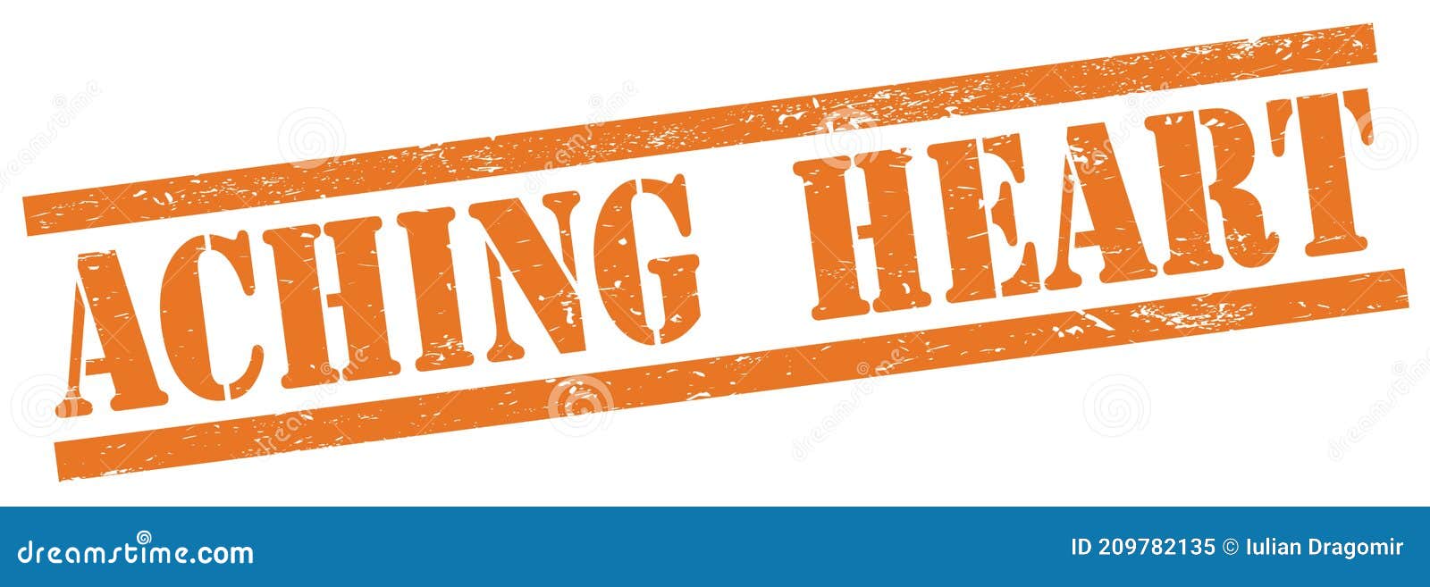 ACHING HEART Text on Orange Grungy Rectangle Stamp Stock Illustration ...