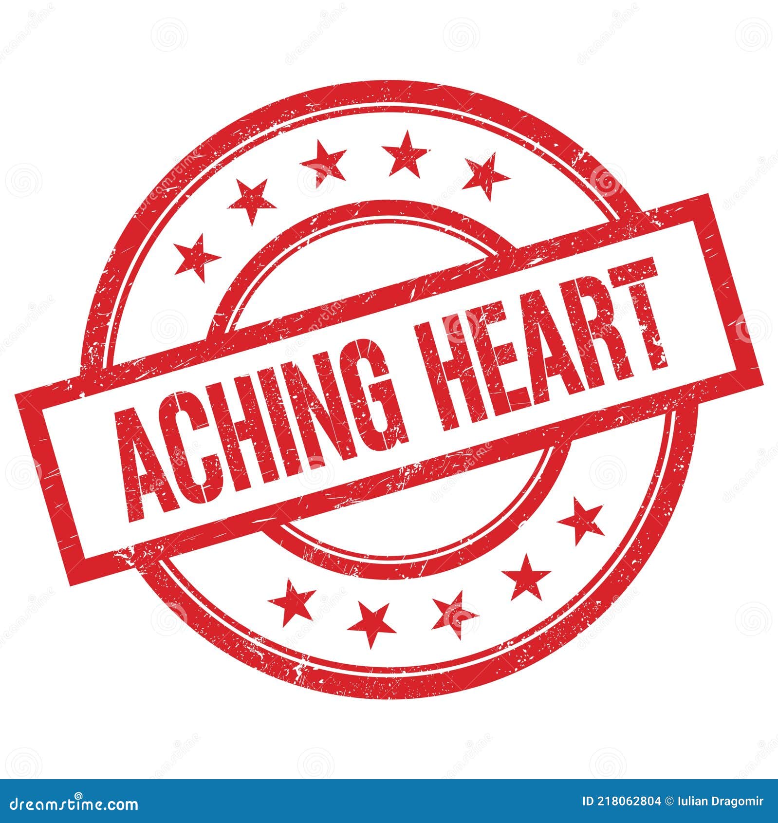 ACHING HEART Text Written on Red Vintage Round Stamp Stock Illustration ...