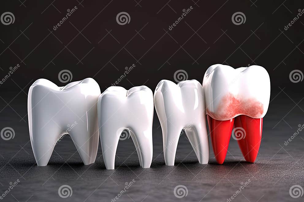 Aching Tooth in Row of Healthy Teeth. Generative Ai Stock Illustration ...