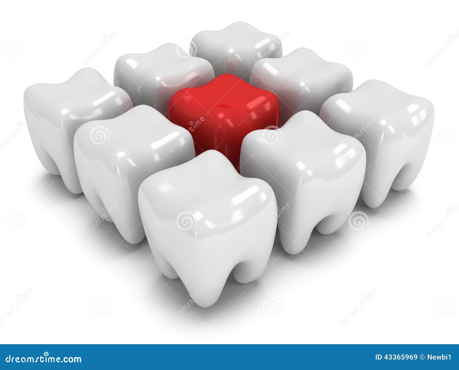 Aching Tooth in Row of Healthy Teeth Stock Illustration - Illustration ...
