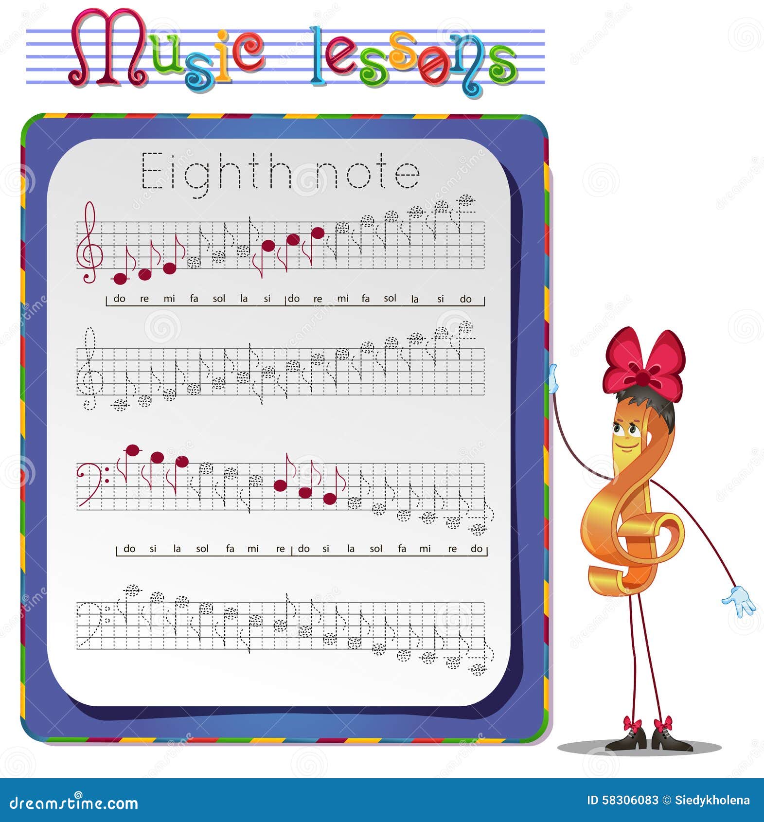 Achtelnote stock abbildung. Illustration von zeichnung - 58306083