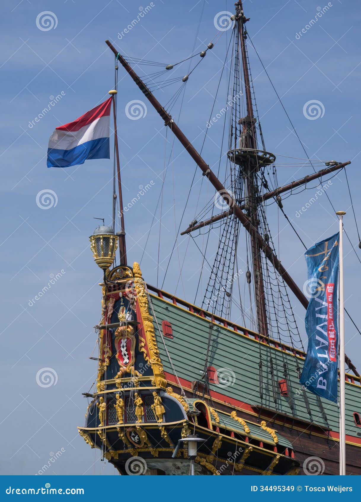 Achtersteven Van Het Historische Lange Schip Van Batavia Stock ...