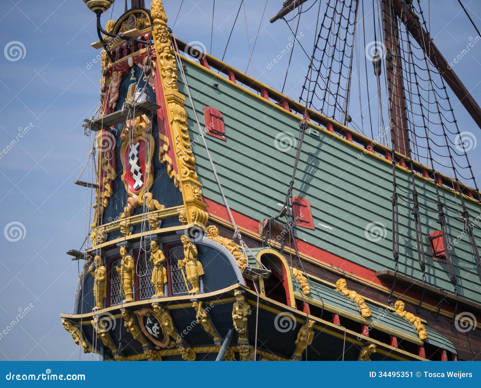 Achtersteven Van Het Historische Lange Schip Van Batavia Stock ...