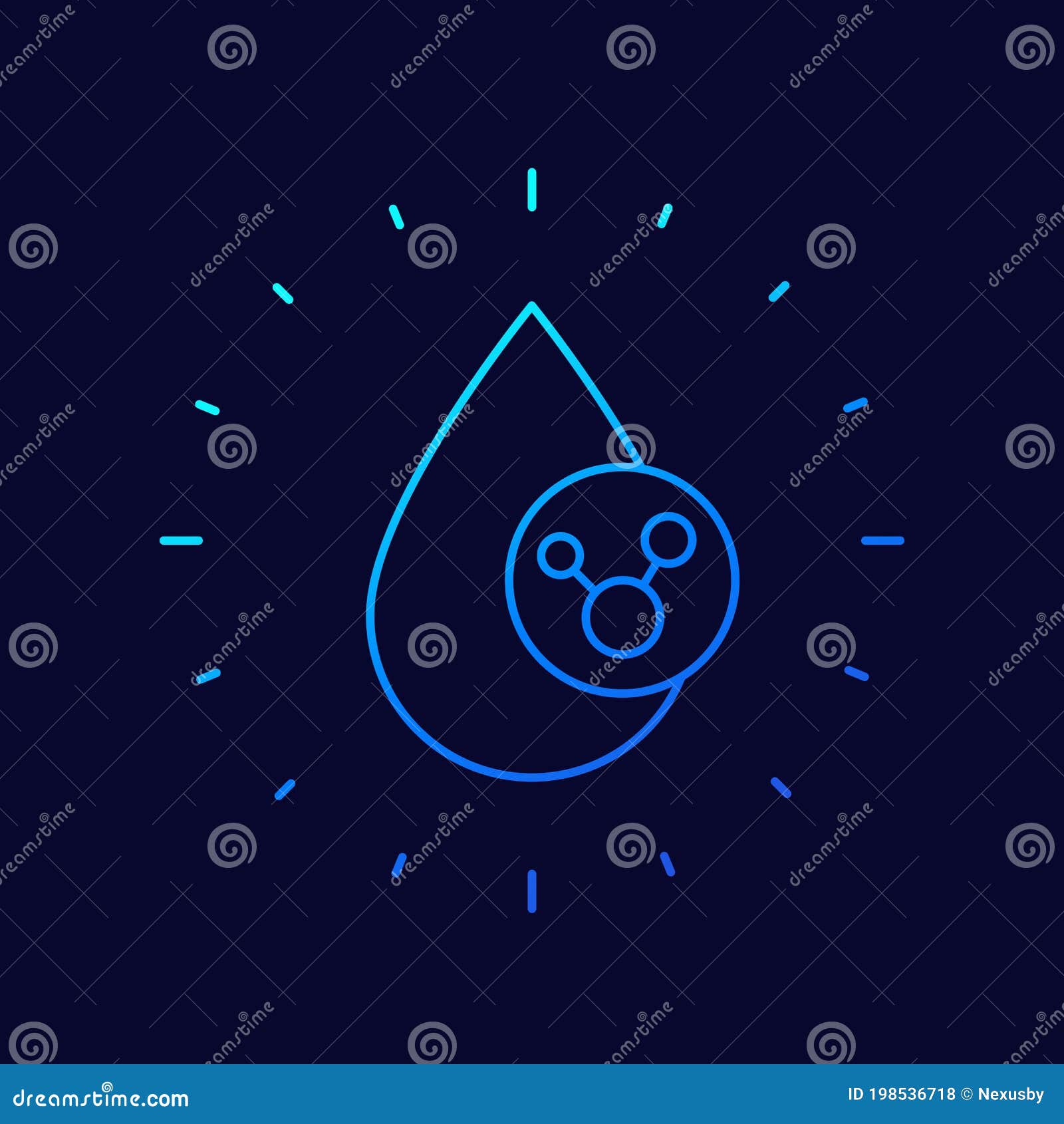 Acid Drop Icon with Molecule, Linear Stock Vector - Illustration of ...