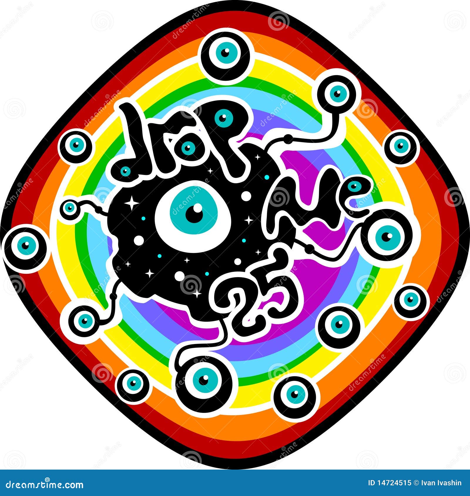 Acid Sticker Set. Acidic Abstract Smiles, Objects And Icons. Funny ...