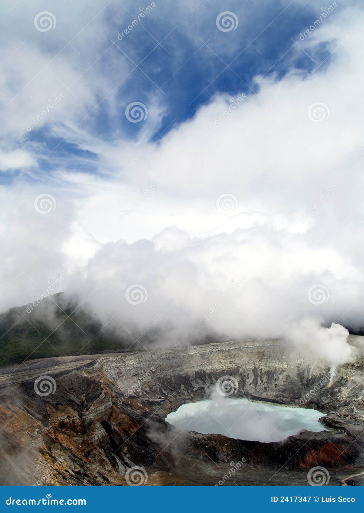 A Lifeless Acid Lake In The Caldera Of An Extinct Volcano. Stock ...