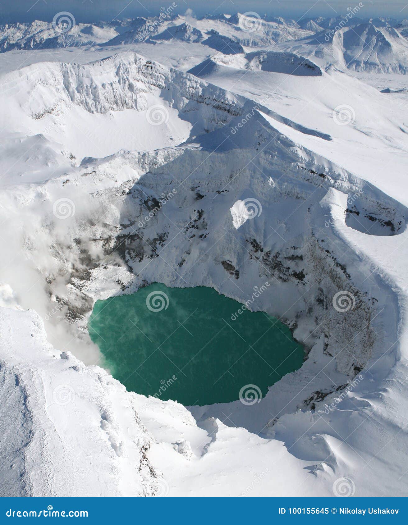 Acid Lake in the Crater of a Volcano Stock Image - Image of flying ...