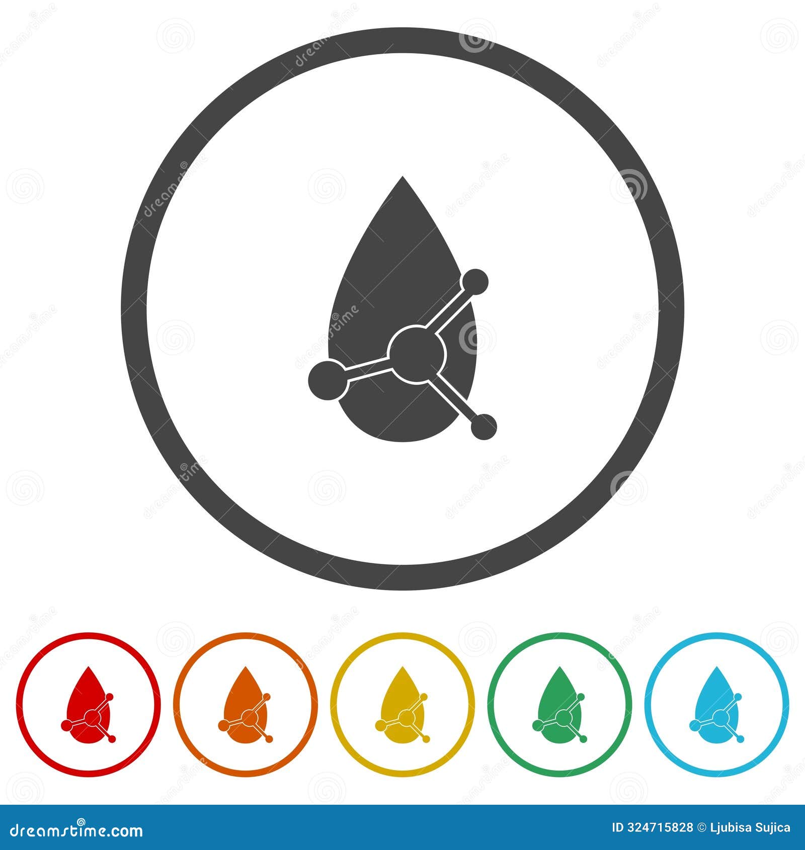 Acid Molecule Icon. Set Icons in Color Circle Buttons Stock ...