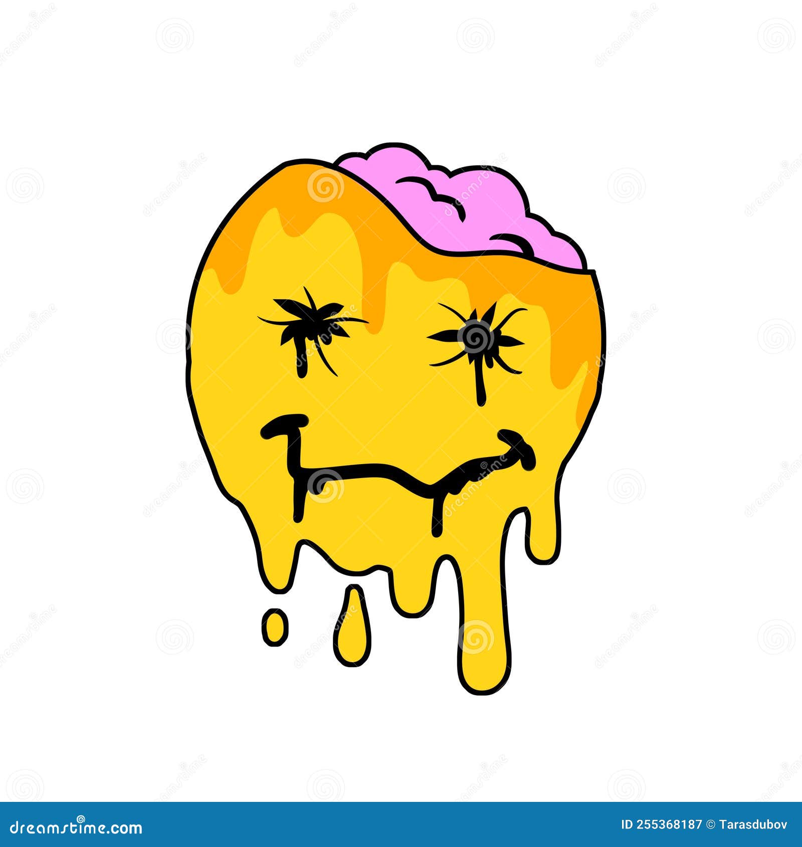 Acid Smile Face with Brain. Melted Rave Symbol Stock Vector ...