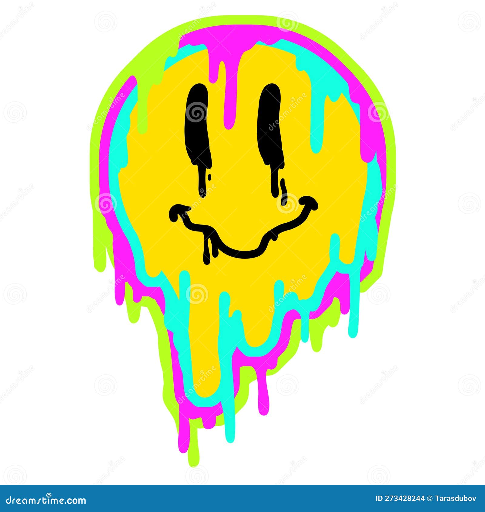 Acid Smile Face. Melted Rave Stock Vector - Illustration of groovy ...