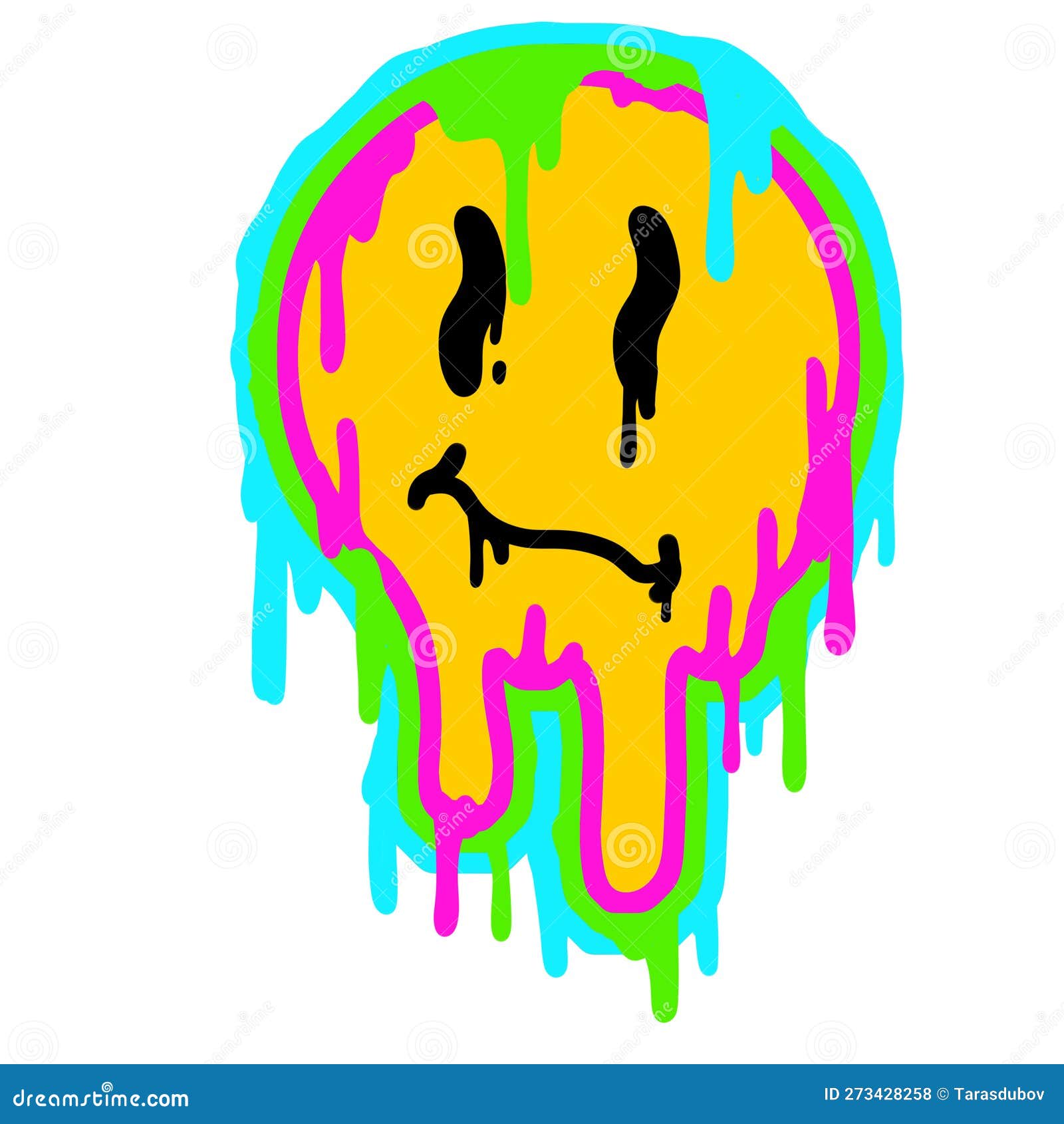 Acid Smile Face. Psychedelic Symbol Of Rave And Techno. Funny Sticker ...