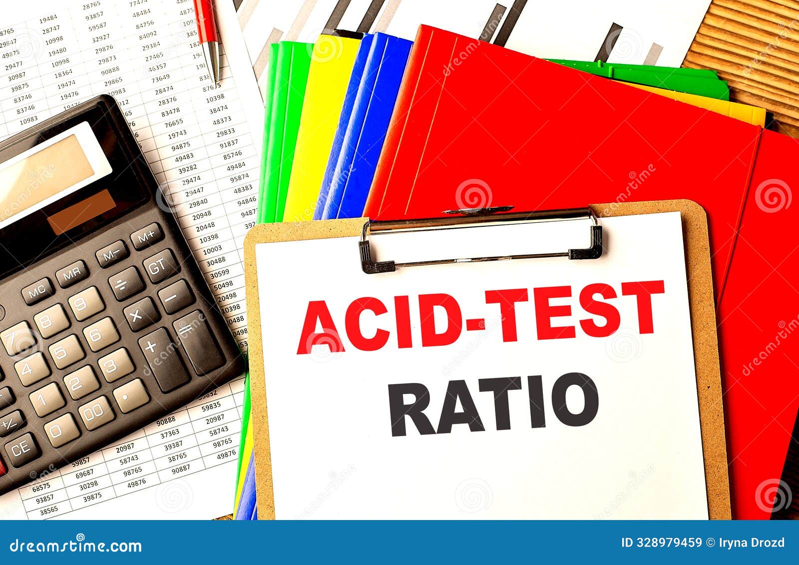 ACID TEST RATIO Text on Clipboard with Calculator and Color Folder ...
