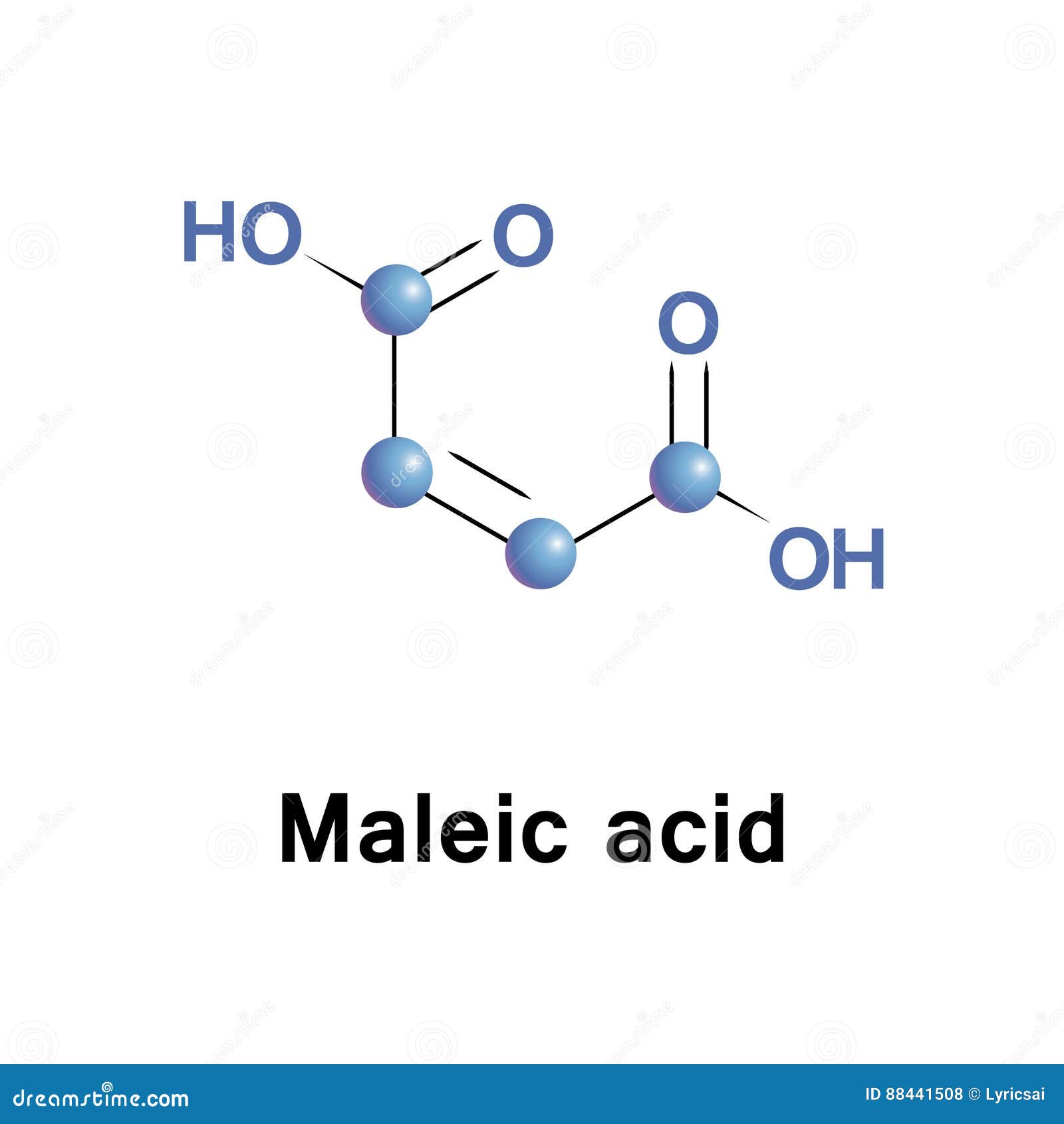 Acido maleico HO2CCHCHCO2H illustrazione vettoriale. Illustrazione di ...