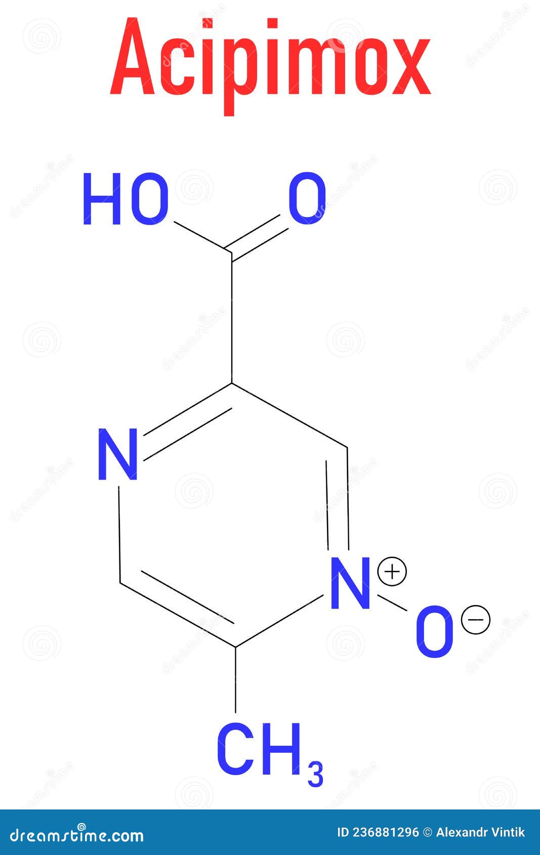 Acipimox Hypertriglyceridemia Drug Molecule. Skeletal Formula. Chemical ...