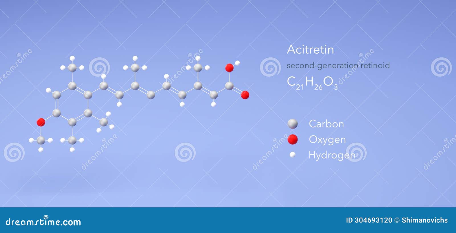 Acitretin Molecule, Molecular Structures, Second-generation Retinoid ...