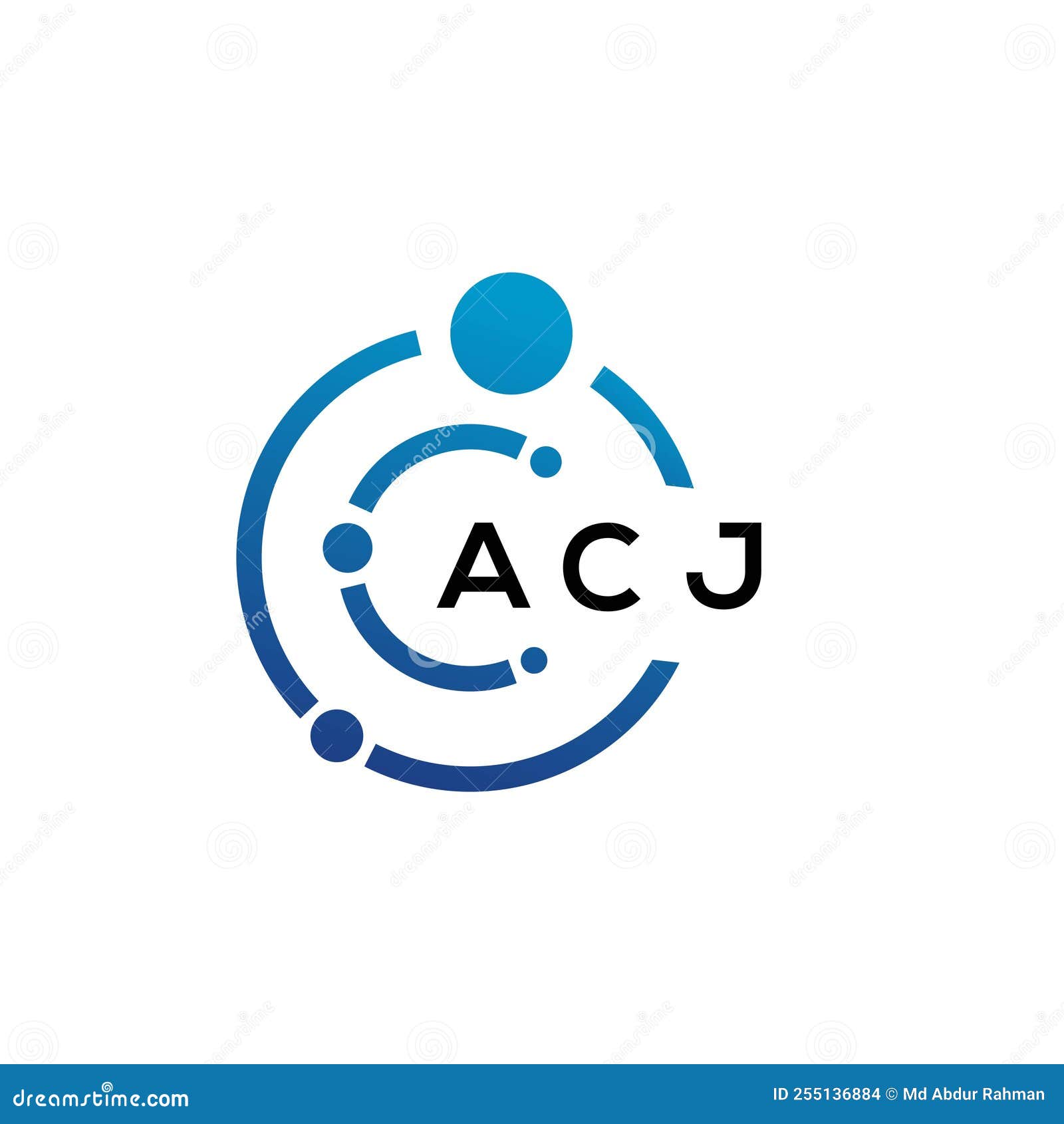 ACJ Letter Logo Design on Black Background. ACJ Creative Initials ...