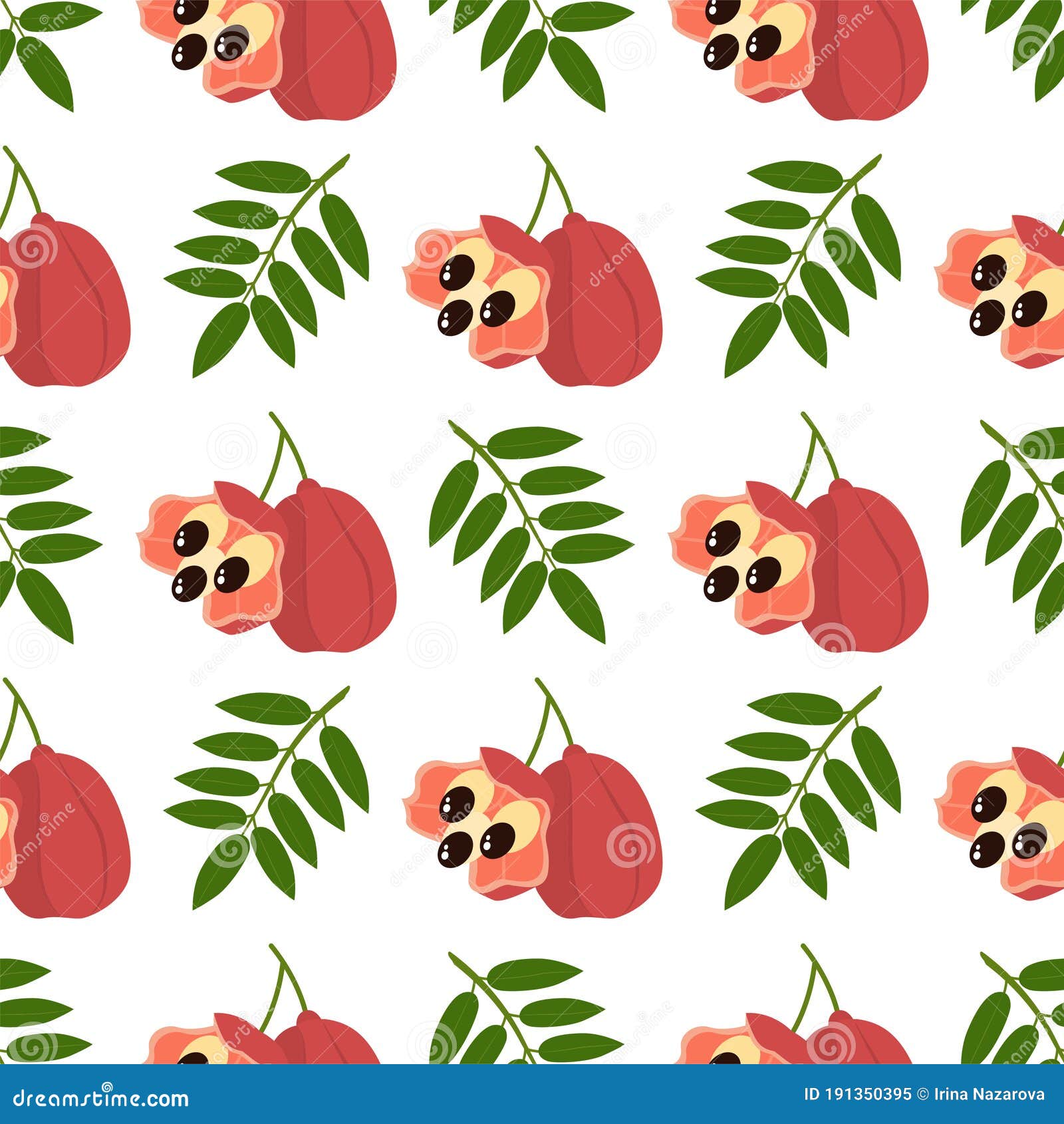 Ackee Fruit. Seamless Vector Patterns Stock Vector - Illustration of ...