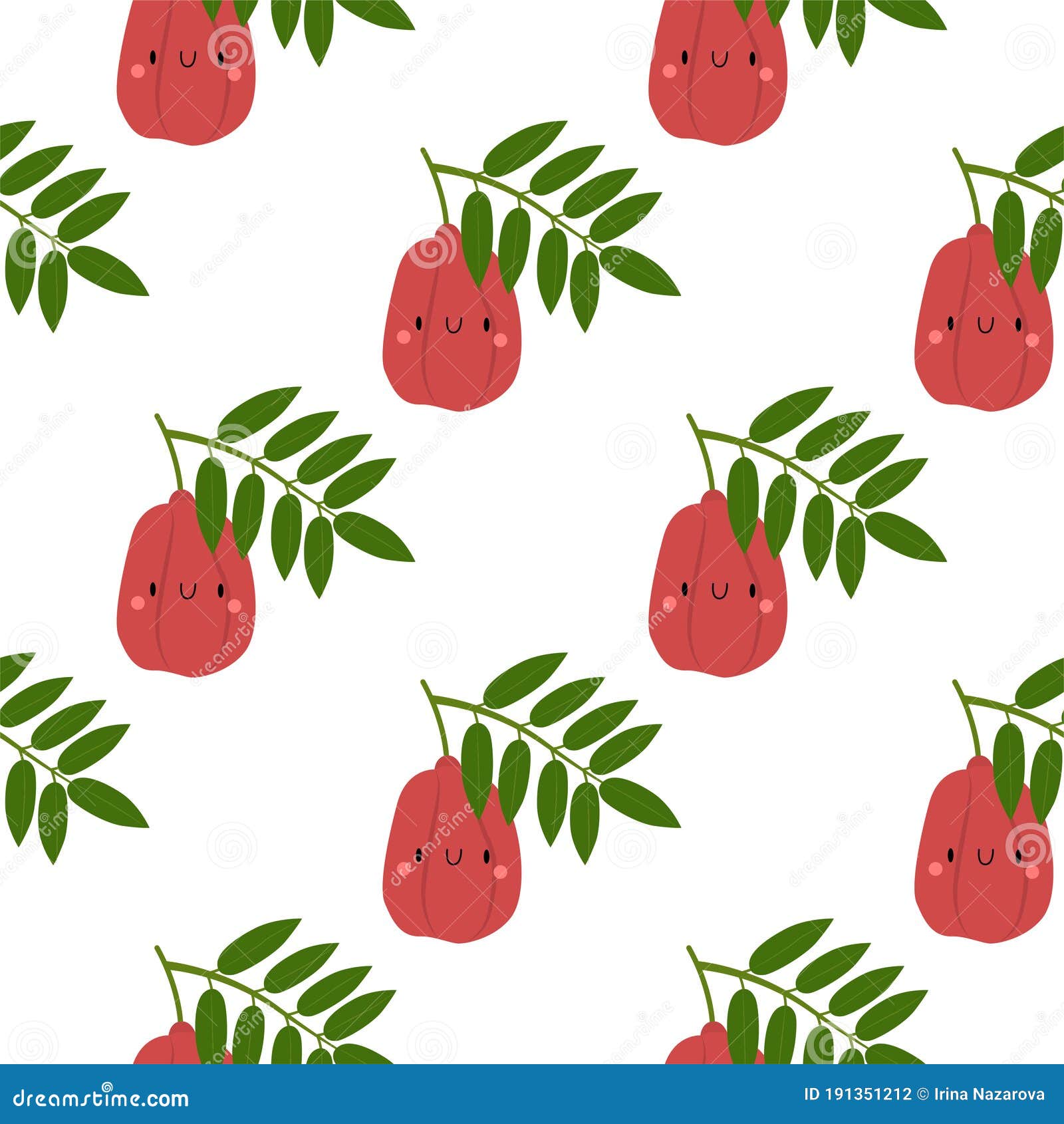 Kawaii Cartoon Ackee Fruit. Seamless Patterns Stock Vector ...