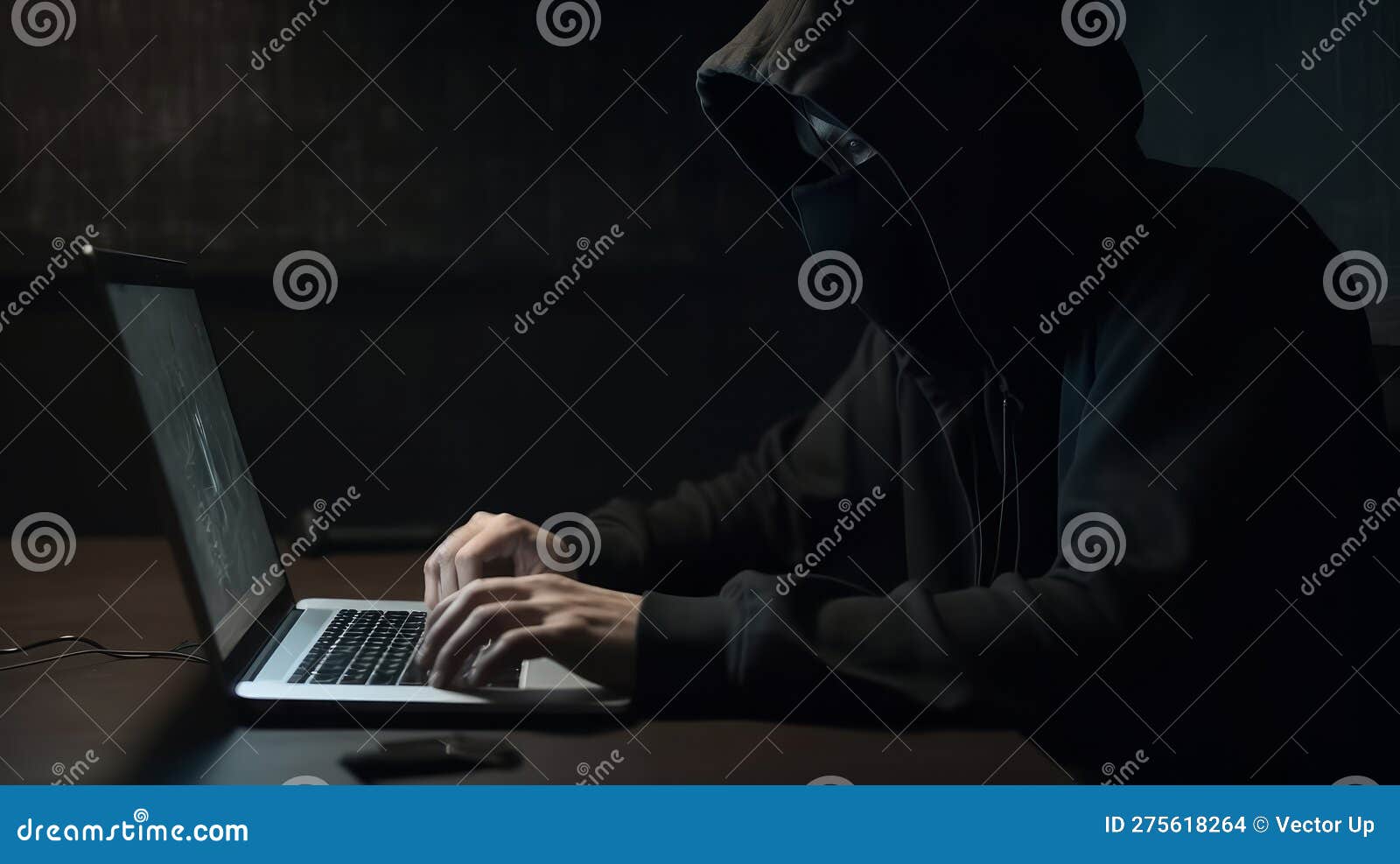?acker without Face Typing on Laptop. Generative AI Stock Illustration ...