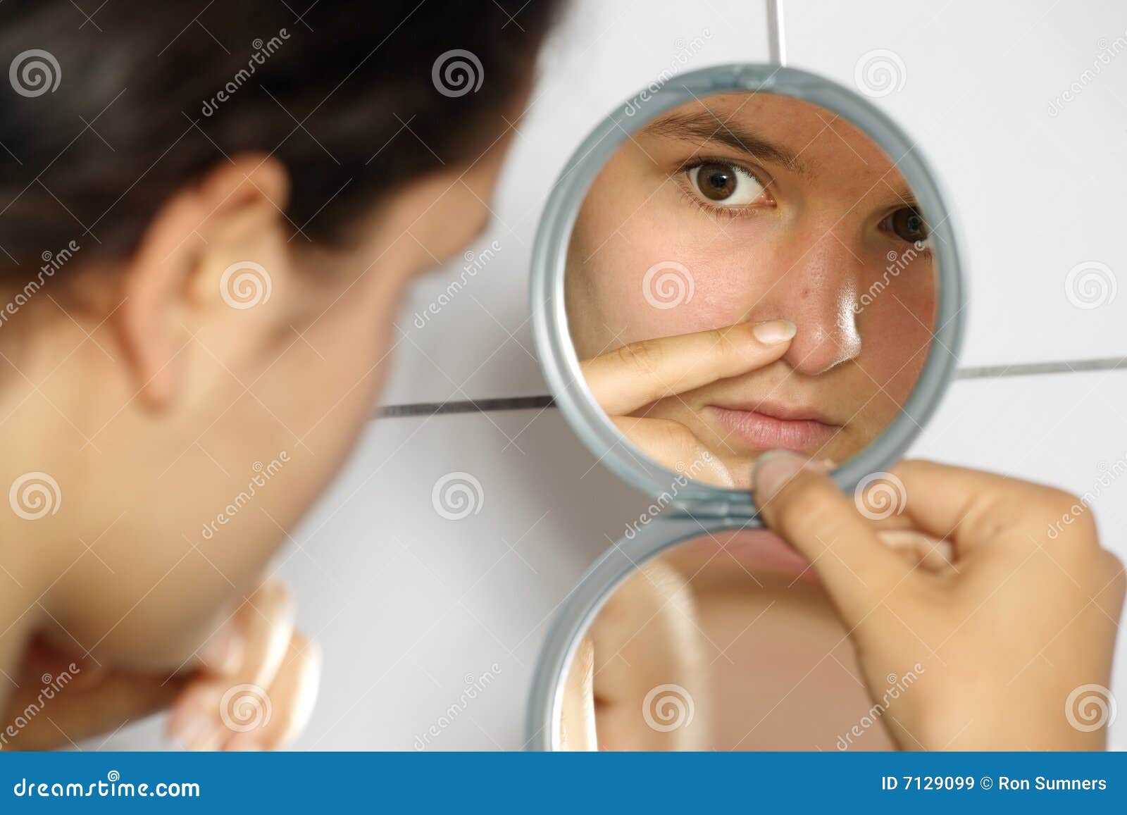 Acne stock image. Image of female, holding, cleaning, looking - 7129099