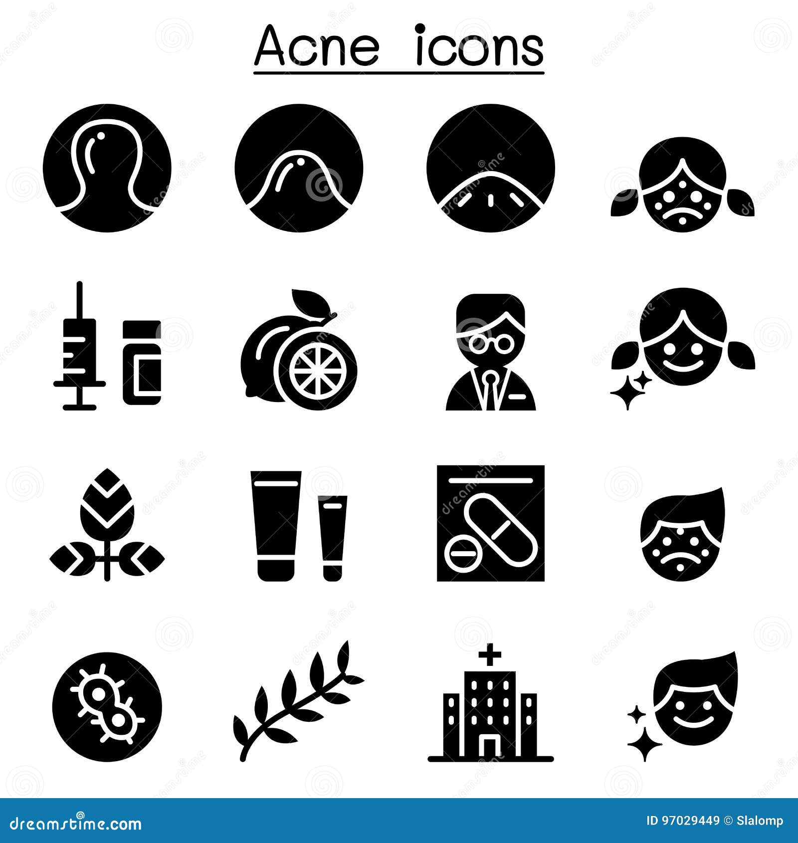 Acne icon set stock illustration. Illustration of elements - 97029449