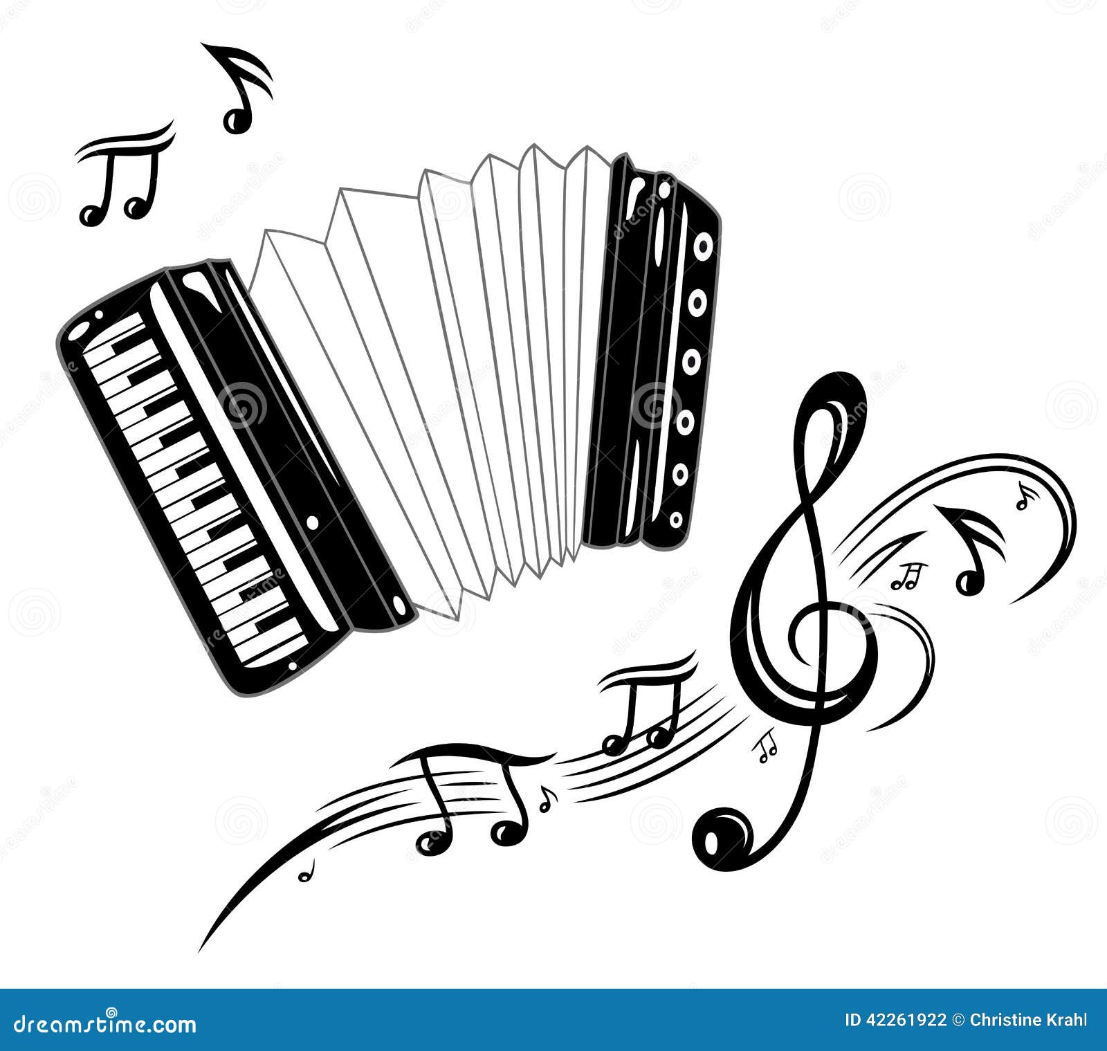 Acordeón, música ilustración del vector. Ilustración de música - 42261922