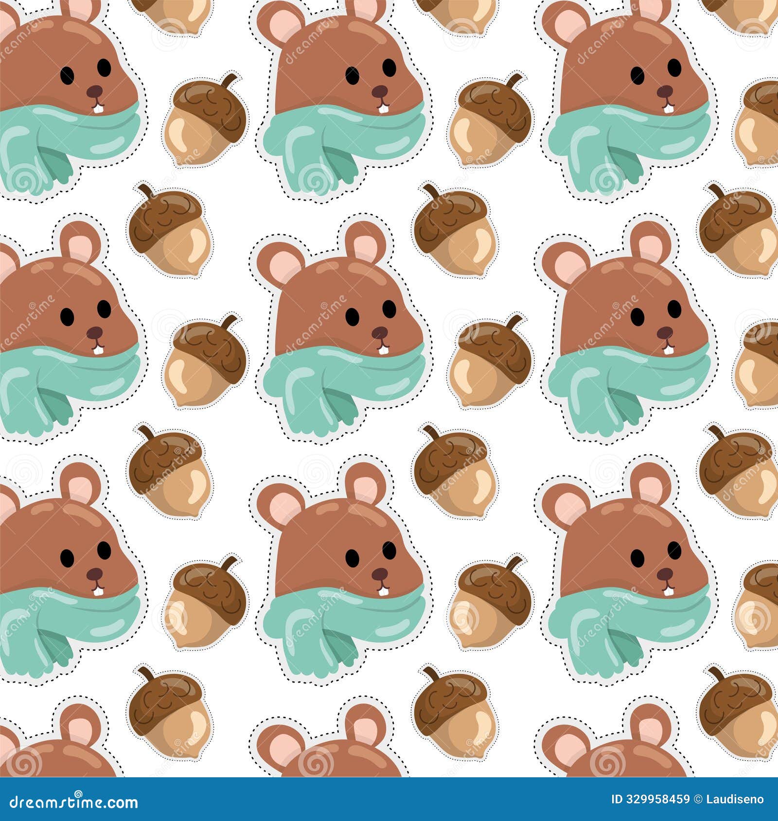 Acorn and Bears Sticker Icon Pattern Background Vector Stock ...