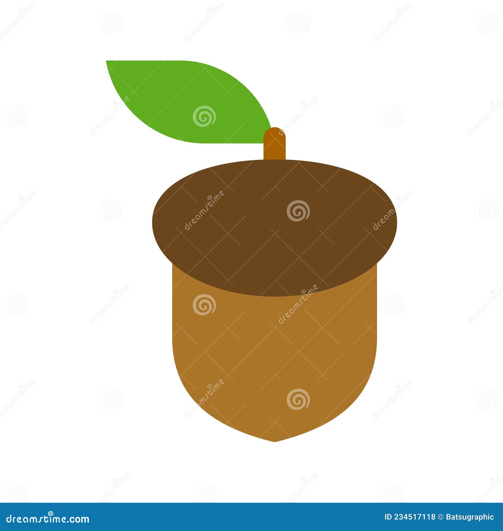 Acorn Flat Clipart Vector Illustration Stock Vector - Illustration of ...