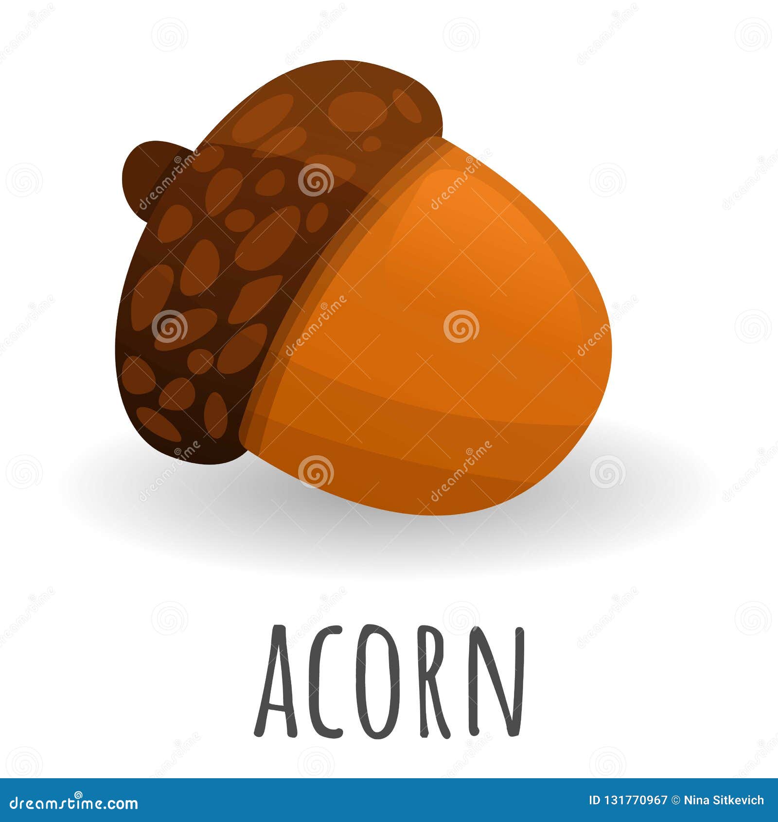 Acorn icon, cartoon style stock vector. Illustration of fall - 131770967