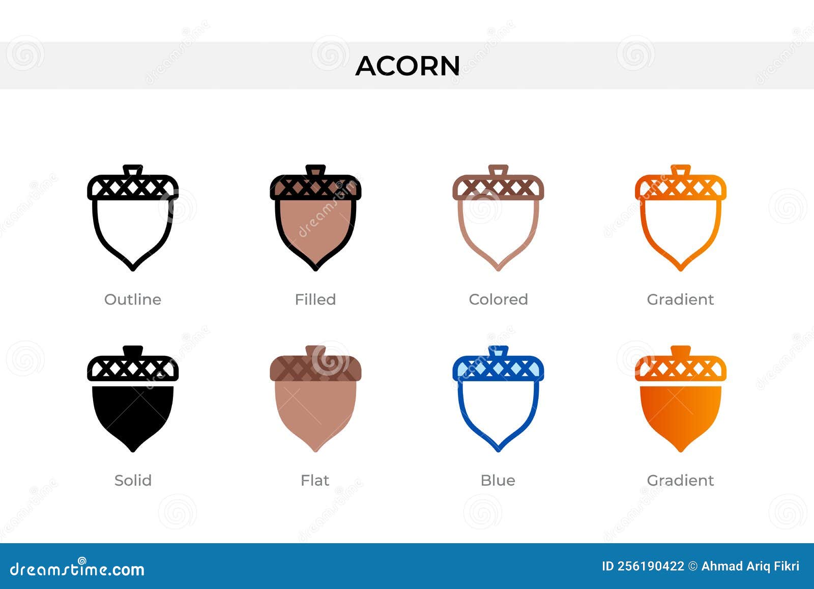 Acorn Icon in Different Style. Acorn Vector Icons Designed in Outline, Solid, Colored, Filled ...