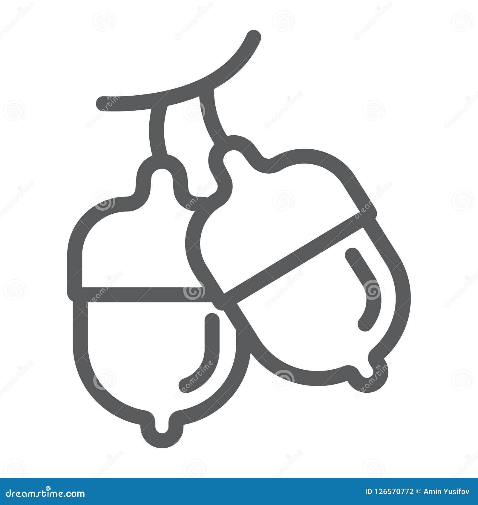 Acorn Nut Line Icon. Oaknut Sign. Oak Tree Seed. Vector | CartoonDealer ...