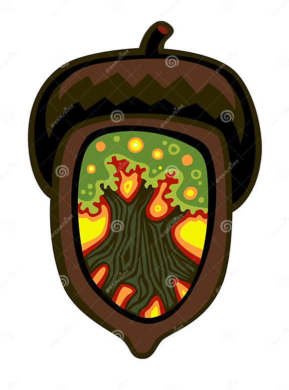 Acorn with an oak inside stock vector. Illustration of potential - 30509648