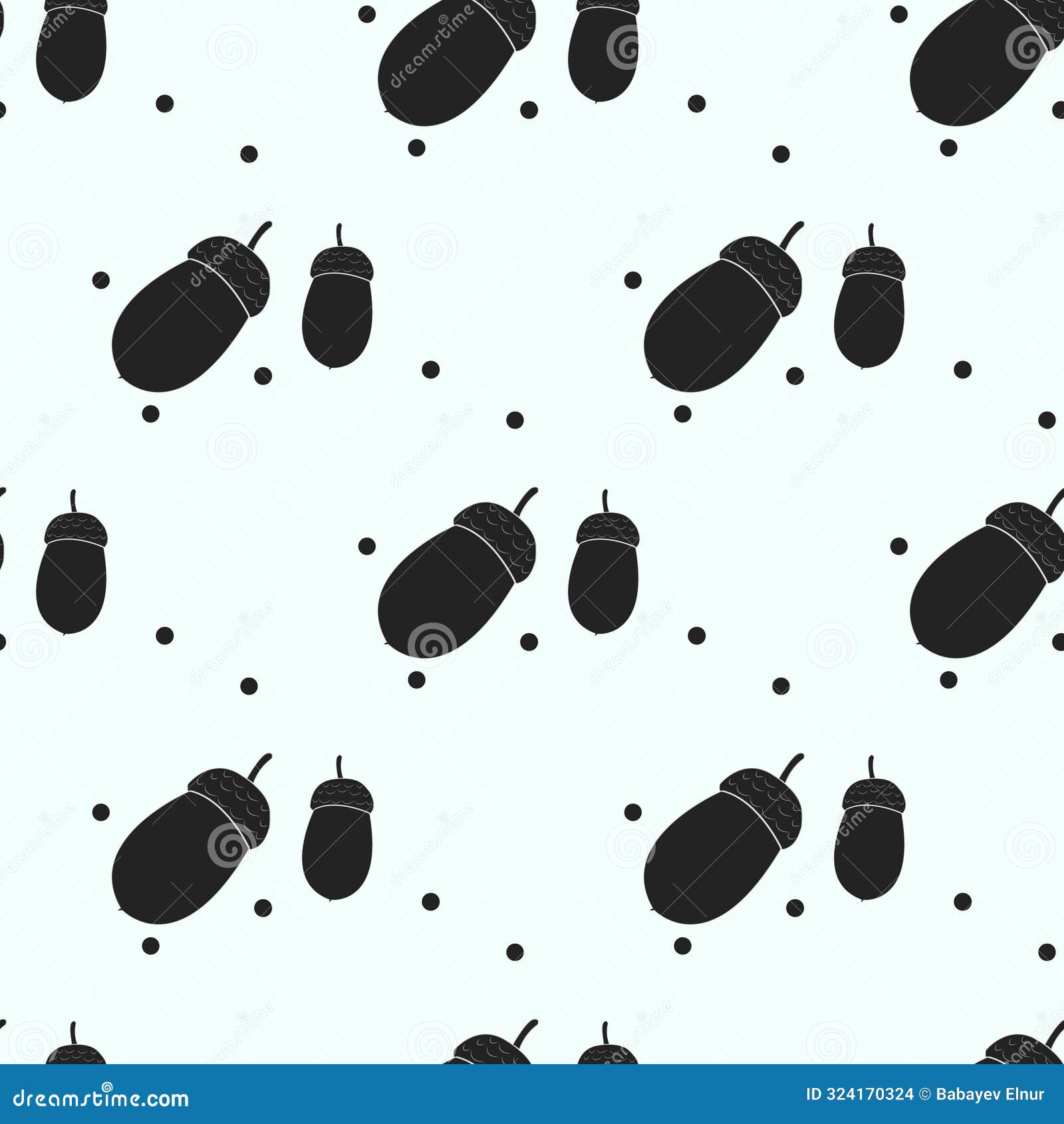 Acorn Pattern Repeat Seamless in Black Color for Any Design. Vector ...
