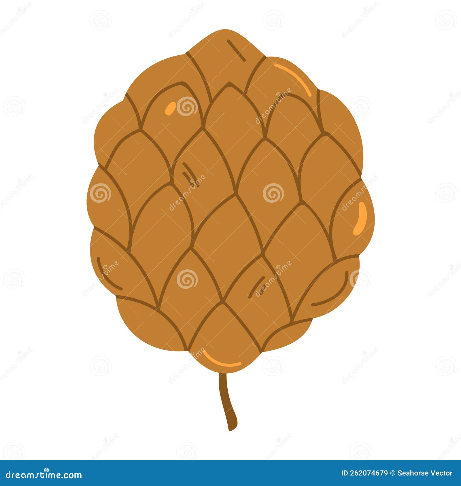Acorn or Pine Tree Cone Vector Illustration Isolated on White ...